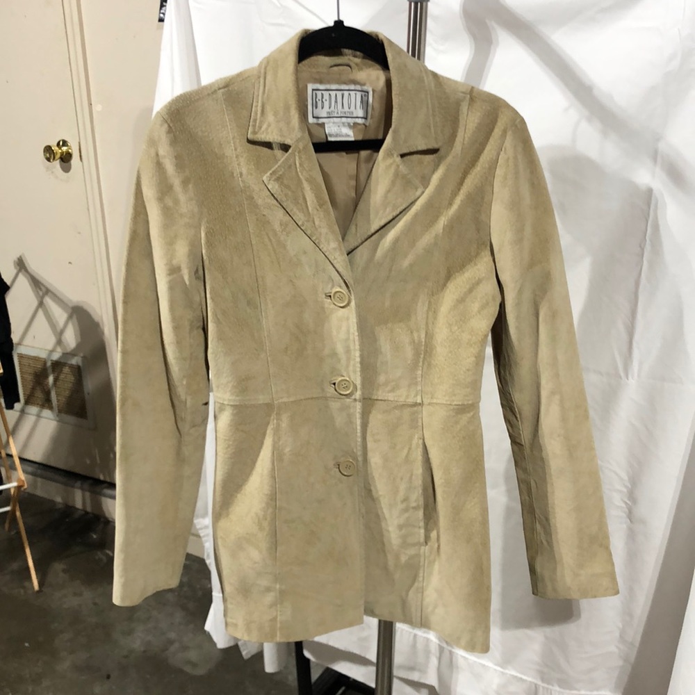 Light Tan Beige Suede Leather Jacket - Gem